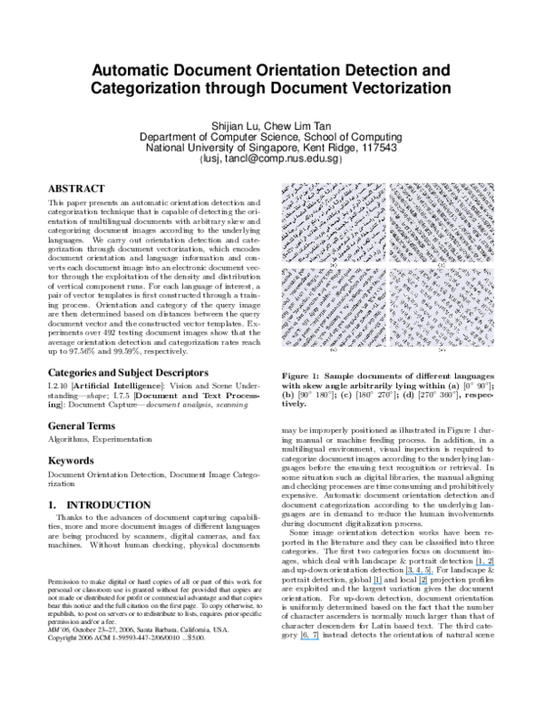 Pdf Automatic Document Orientation Detection And Categorization