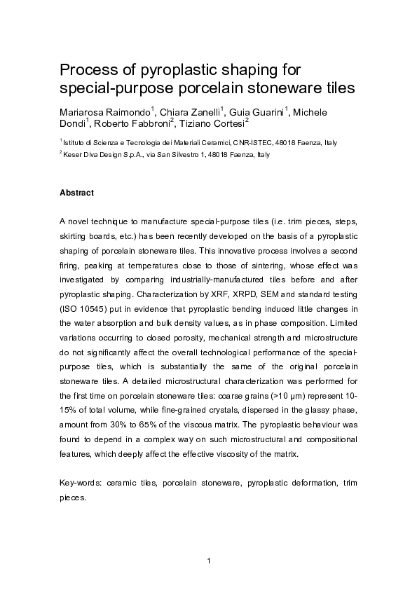 (PDF) Process of pyroplastic shaping for special-purpose porcelain ...