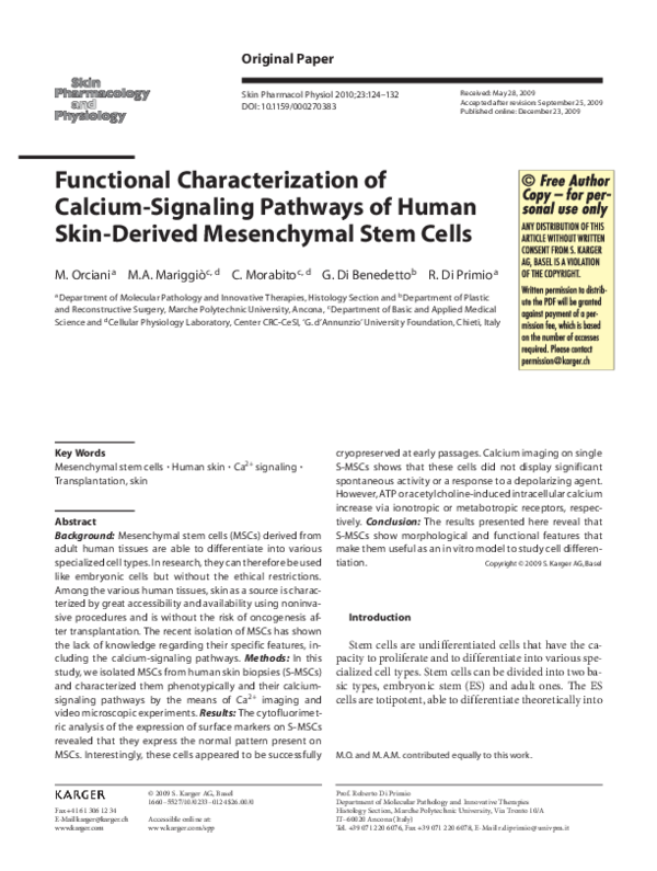 (PDF) Functional Characterization of Calcium-Signaling Pathways of Human Skin-Derived ...