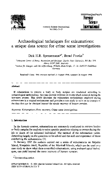 (PDF) Archaeological techniques for exhumations: a unique data source ...