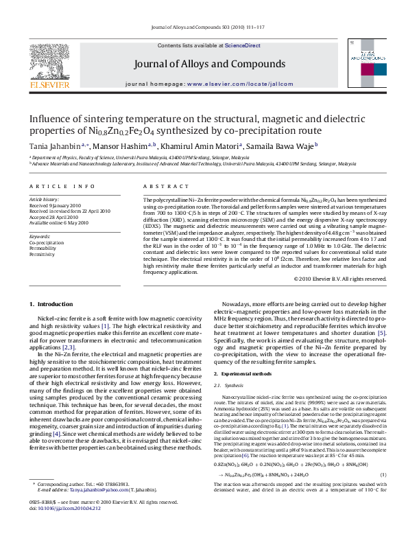 Pdf Influence Of Sintering Temperature On The Structural Magnetic