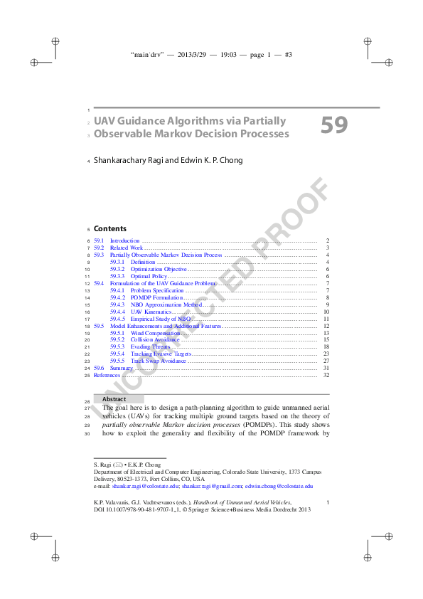 (PDF) UAV Path Planning in a Dynamic Environment via Partially Observable Markov Decision Process