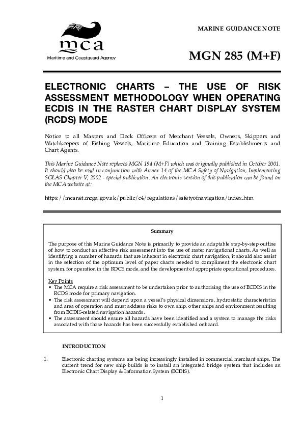 (PDF) ELECTRONIC CHARTS – THE USE OF RISK ASSESSMENT METHODOLOGY WHEN ...