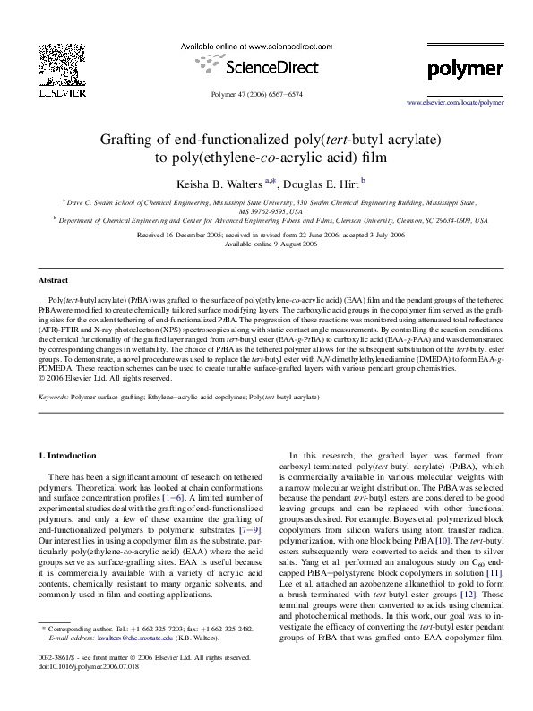 (PDF) Grafting of end-functionalized poly( tert-butyl acrylate) to poly ...