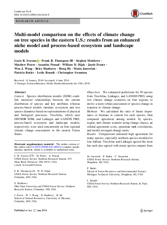 (PDF) Multi-model comparison on the effects of climate change on tree ...