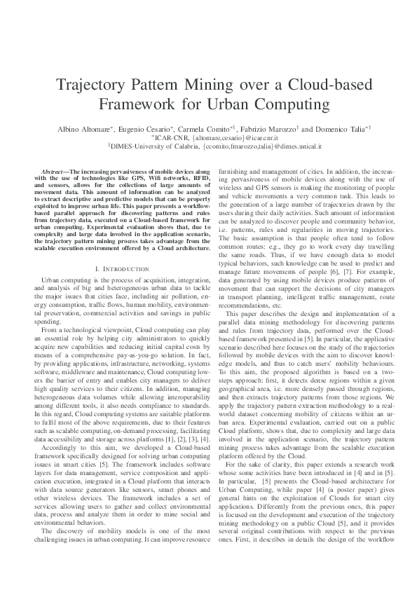 Pdf Trajectory Pattern Mining Over A Cloud Based Framework For Urban Computing