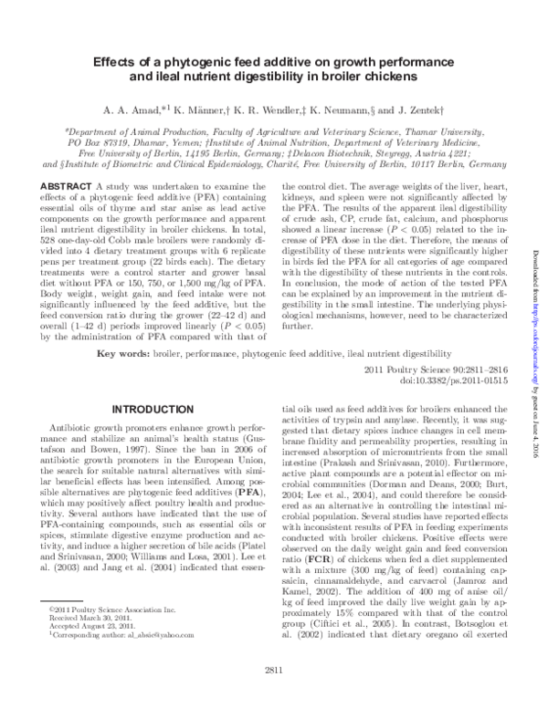 (PDF) Effects of a phytogenic feed additive on growth performance and ileal nutrient ...