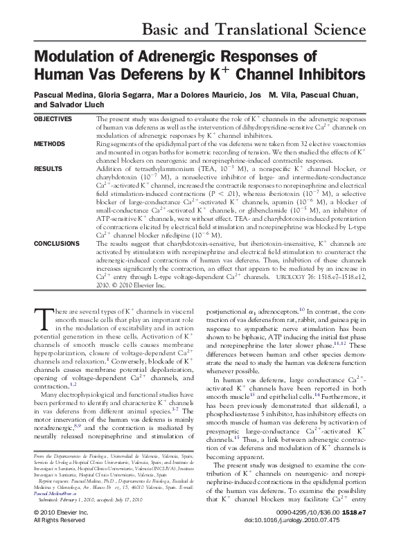 (PDF) Modulation of Adrenergic Responses of Human Vas Deferens by K ...