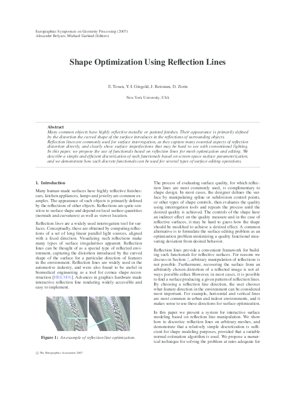 (PDF) Shape optimization using reflection lines