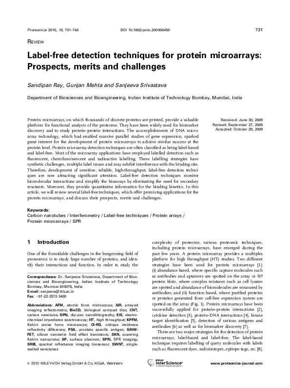 (PDF) Label-free detection techniques for protein microarrays ...
