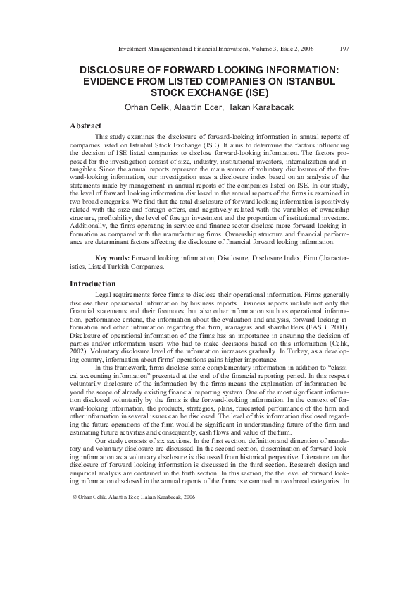 (PDF) Disclosure of Forward Looking Information: Evidence from Listed ...