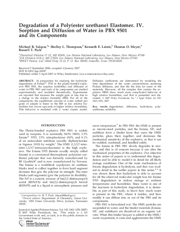 (PDF) Degradation of a poly(ester urethane) elastomer. III. Estane 5703 ...