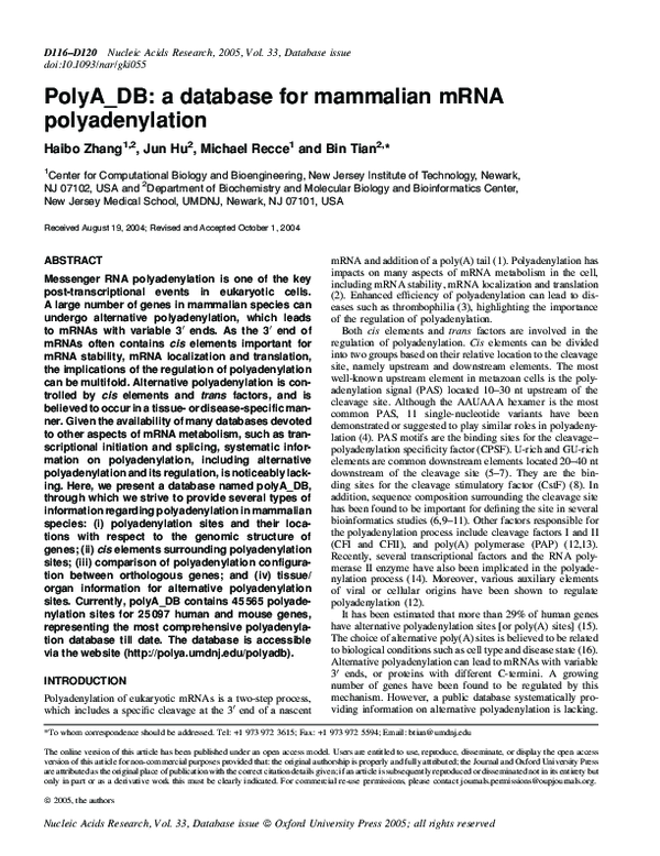 (PDF) PolyA_DB: a database for mammalian mRNA polyadenylation