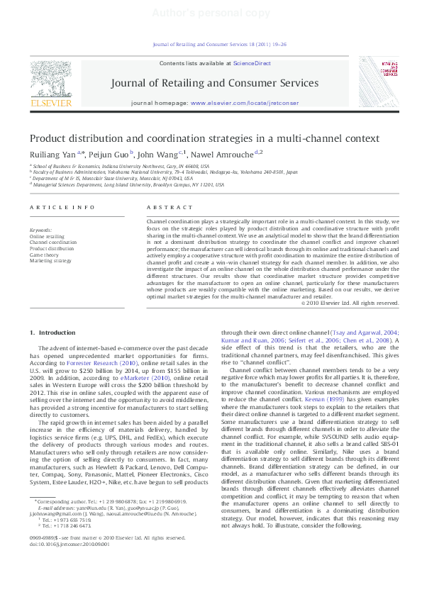 (PDF) Product distribution and coordination strategies in a multi ...