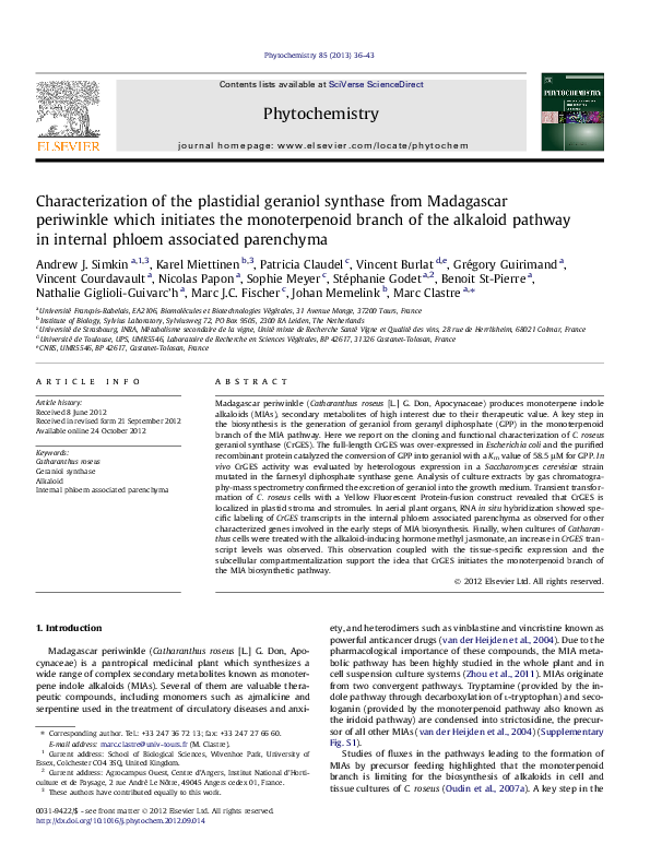 (PDF) Characterization of the plastidial geraniol synthase from ...