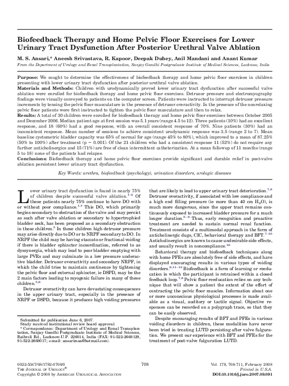 (PDF) Biofeedback Therapy and Home Pelvic Floor Exercises for Lower ...