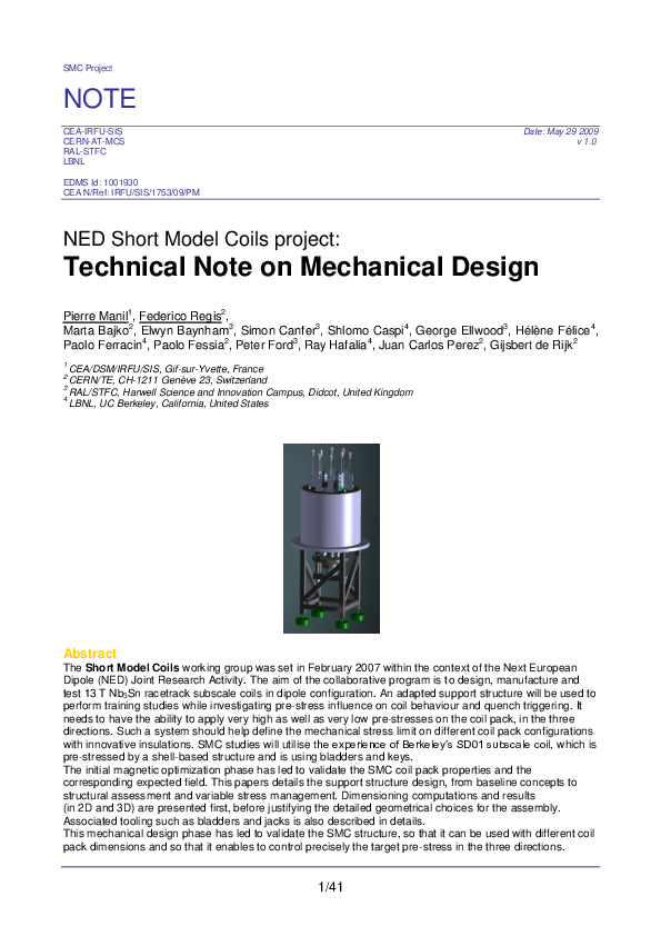 (PDF) Technical note on the SMC mechanical design | Pierre Manil ...
