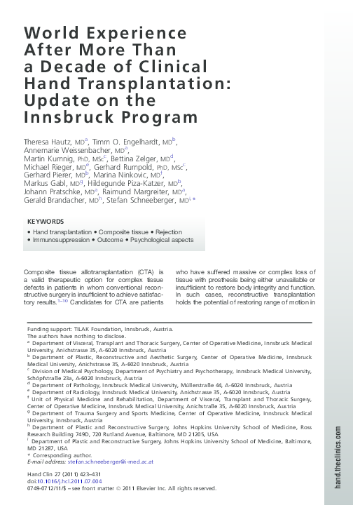 (PDF) World Experience After More Than a Decade of Clinical Hand ...