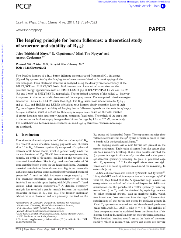 (PDF) The leapfrog principle for boron fullerenes: a theoretical study of structure and ...