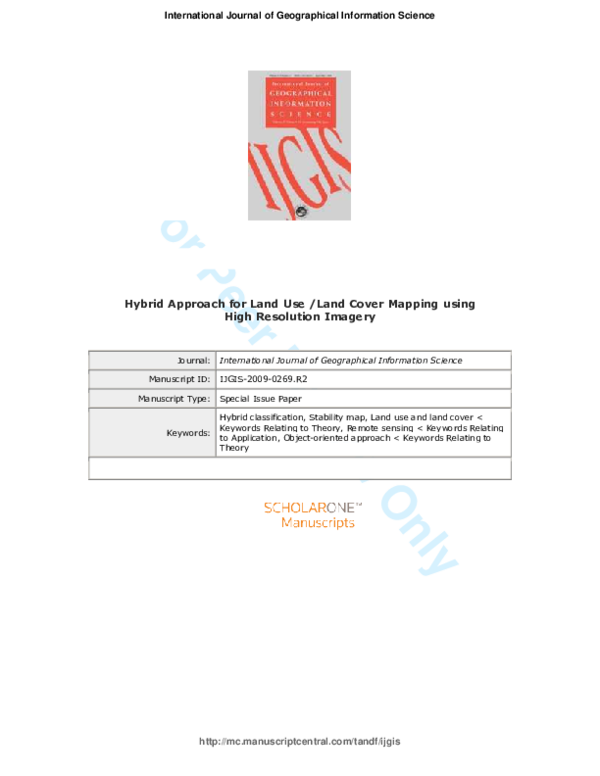 Pdf Pixel Object And Hybrid Classification Comparisons