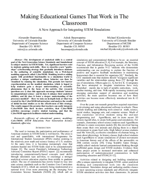 (PDF) Making educational games that work in the classroom: A new ...