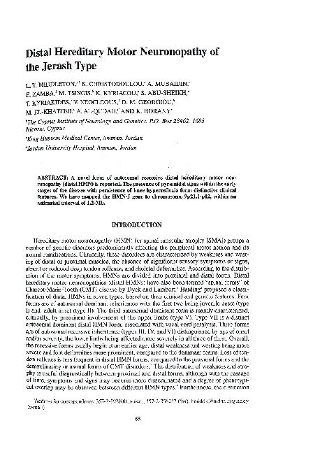 (PDF) Distal Hereditary Motor Neuronopathy of the Jerash Type