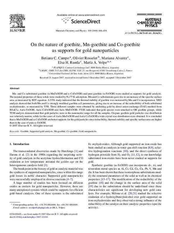 (PDF) On the nature of goethite, Mn-goethite and Co-goethite as ...