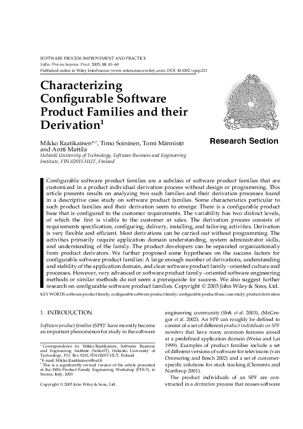 (PDF) Characterizing configurable software product families and their ...