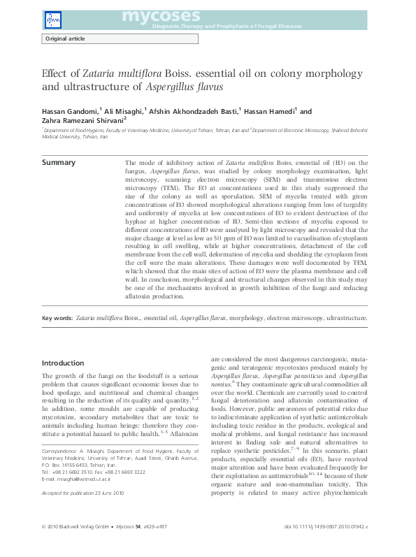 (PDF) Effect of Zataria multiflora Boiss. essential oil and nisin on ...