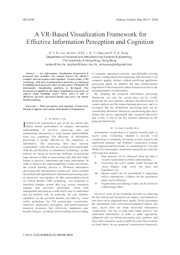 Pdf A Vr Based Visualization Framework For Effective Information Perception And Cognition