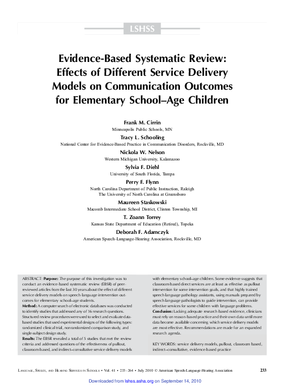 (PDF) Evidence-Based Systematic Review: Effects of Different Service ...
