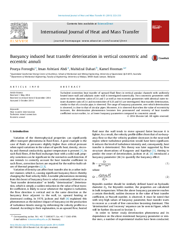 (PDF) Buoyancy induced heat transfer deterioration in vertical ...