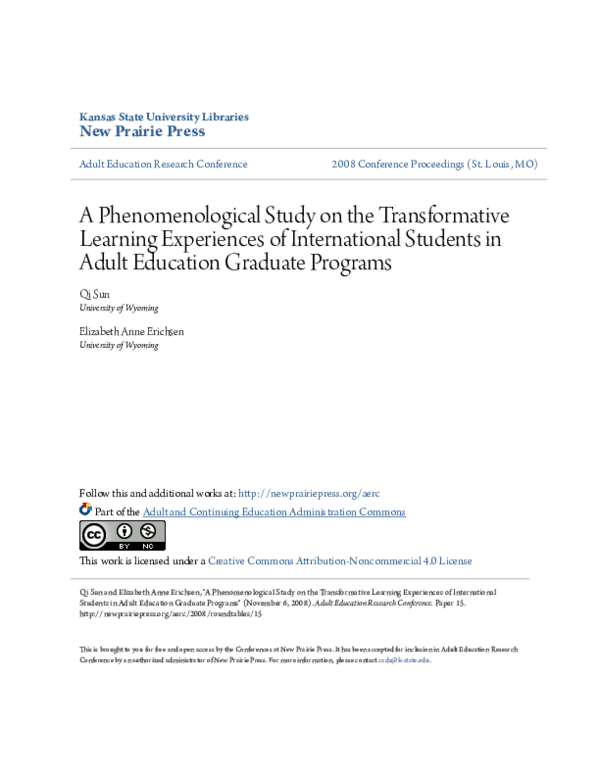(PDF) A Phenomenological Study on the Transformative Learning ...