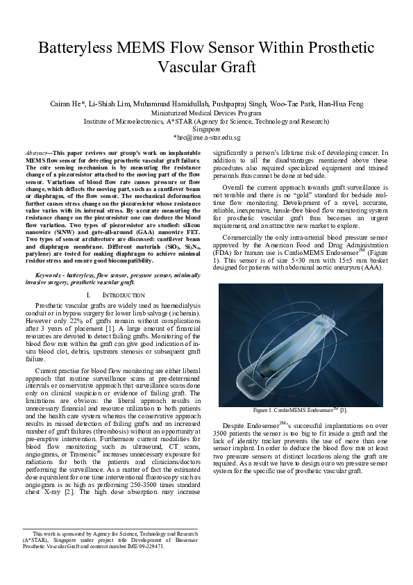 (PDF) Batteryless MEMS flow sensor within prosthetic vascular graft