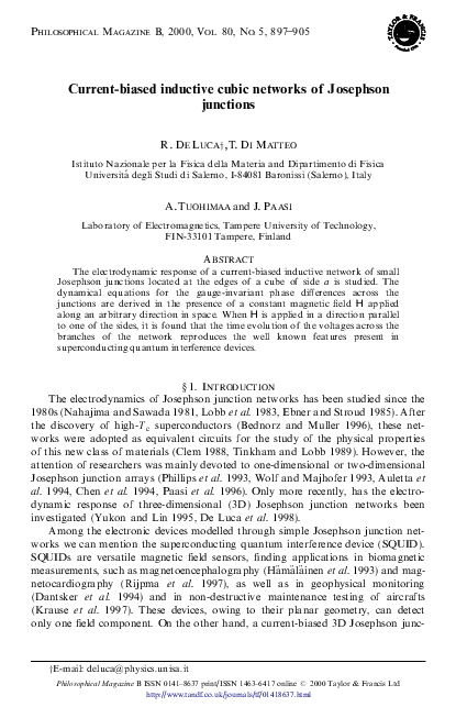 (PDF) Electrodynamics of current-biased inductive cubic networks of Josephson junctions