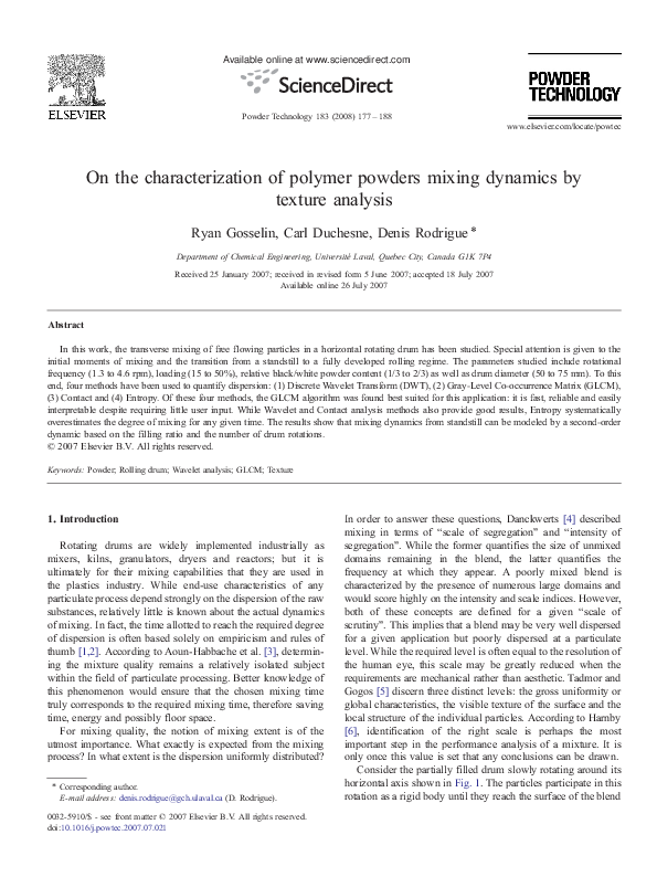 (PDF) On the characterization of polymer powders mixing dynamics by ...