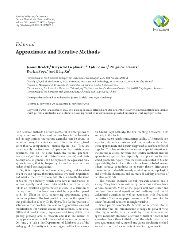 (PDF) Approximate and Iterative Methods