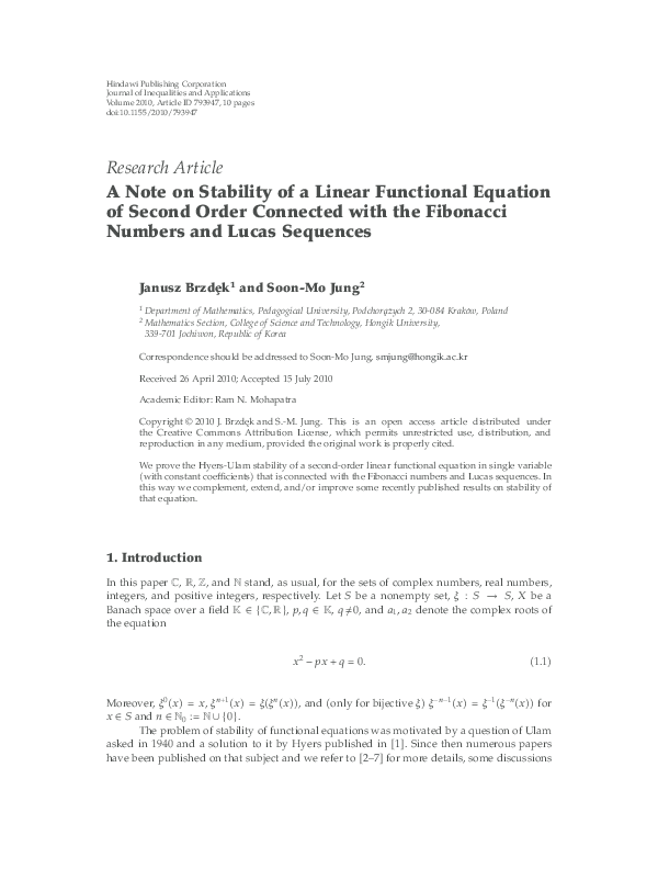(PDF) A note on stability of the linear functional equations of higher order and fixed points of ...