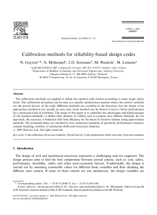 (PDF) Calibration methods for reliability-based design codes