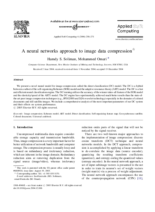 (PDF) A neural networks approach to image data compression