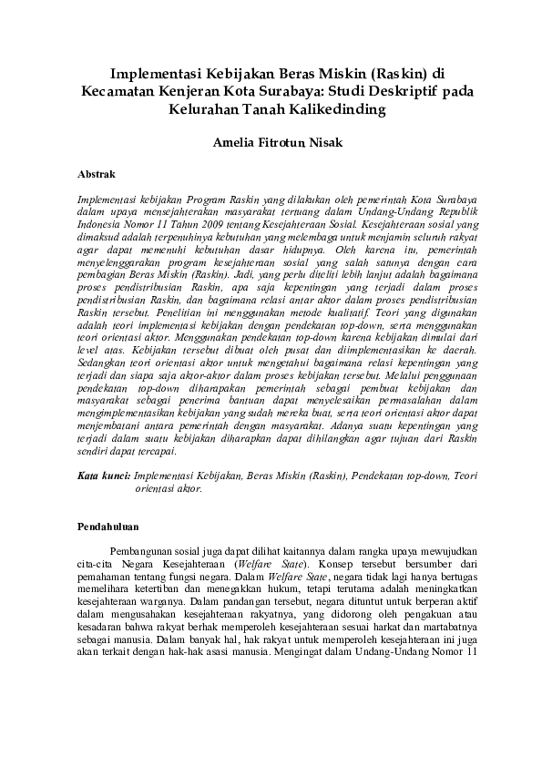 (PDF) Implementasi Kebijakan Beras Miskin (Raskin) di Kecamatan ...