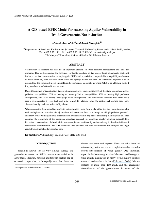(PDF) A GIS-based EPIK Model for Assessing Aquifer Vulnerability in ...