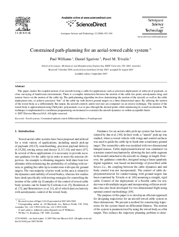 Constrained Path Planning For An Aerial Towed Cable System
