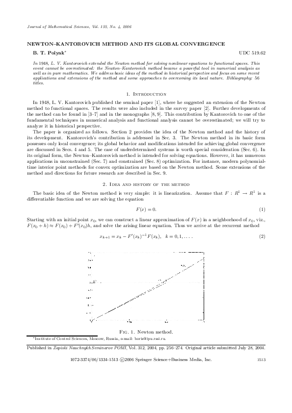Pdf Newton Kantorovich Method And Its Global Convergence
