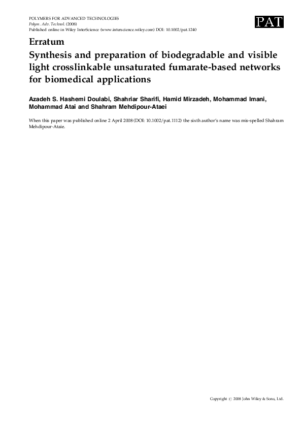 (PDF) Synthesis and preparation of biodegradable and visible light ...