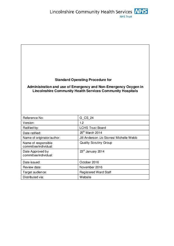 (PDF) Standard Operating Procedure for Administration and use of ...
