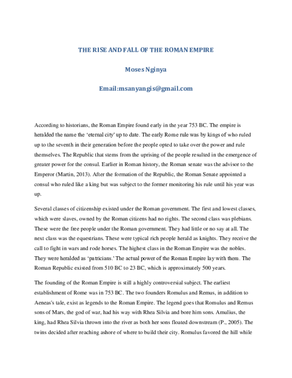 (PDF) THE RISE AND FALL OF THE ROMAN EMPIRE