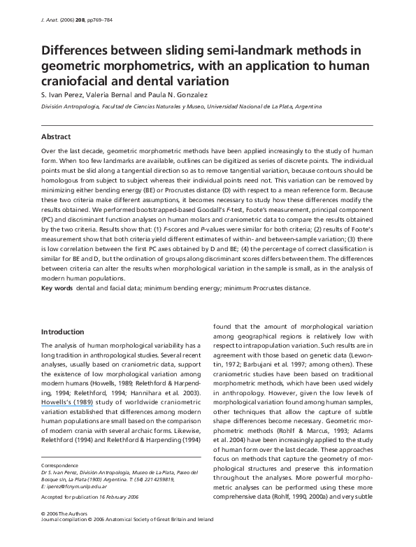(PDF) Differences between sliding semi-landmark methods in geometric ...