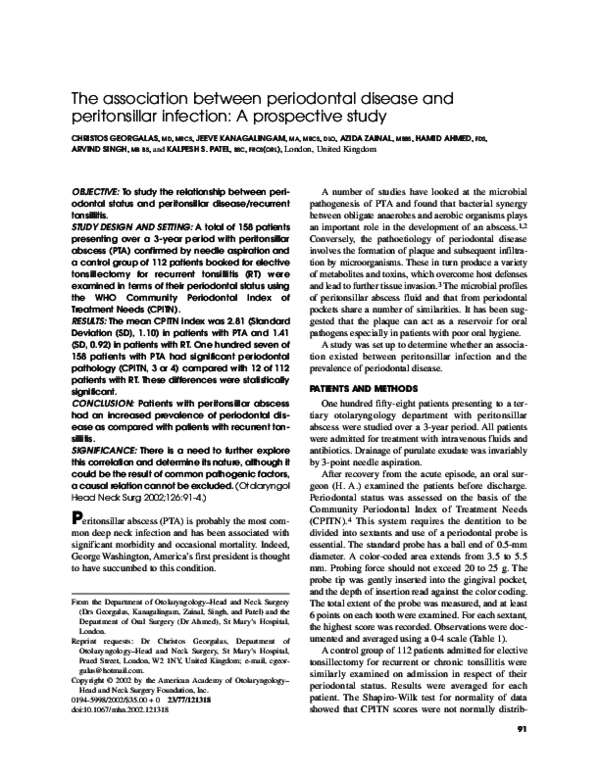 (PDF) The association between periodontal disease and peritonsillar ...