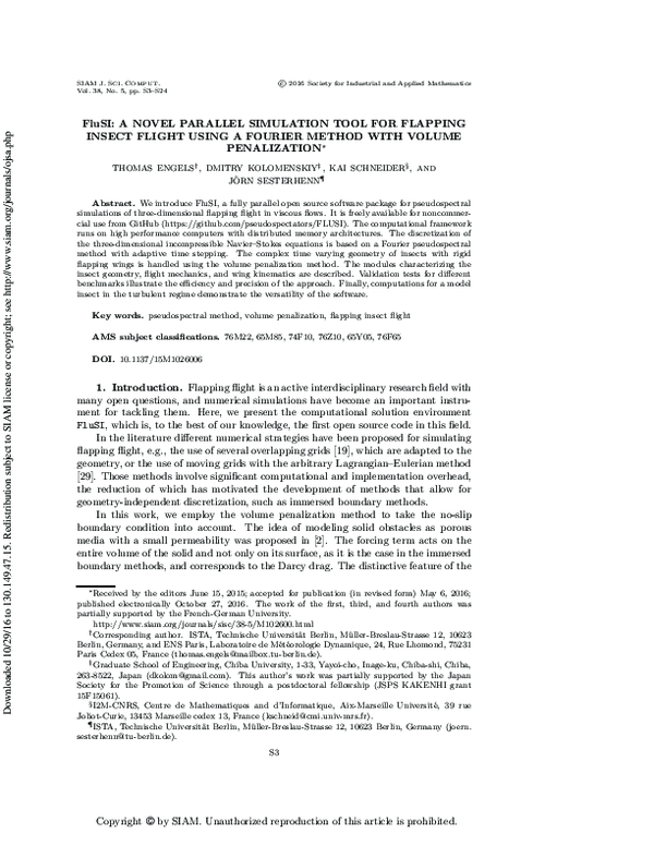 Pdf Flusi A Novel Parallel Simulation Tool For Flapping Insect Flight Using A Fourier Method